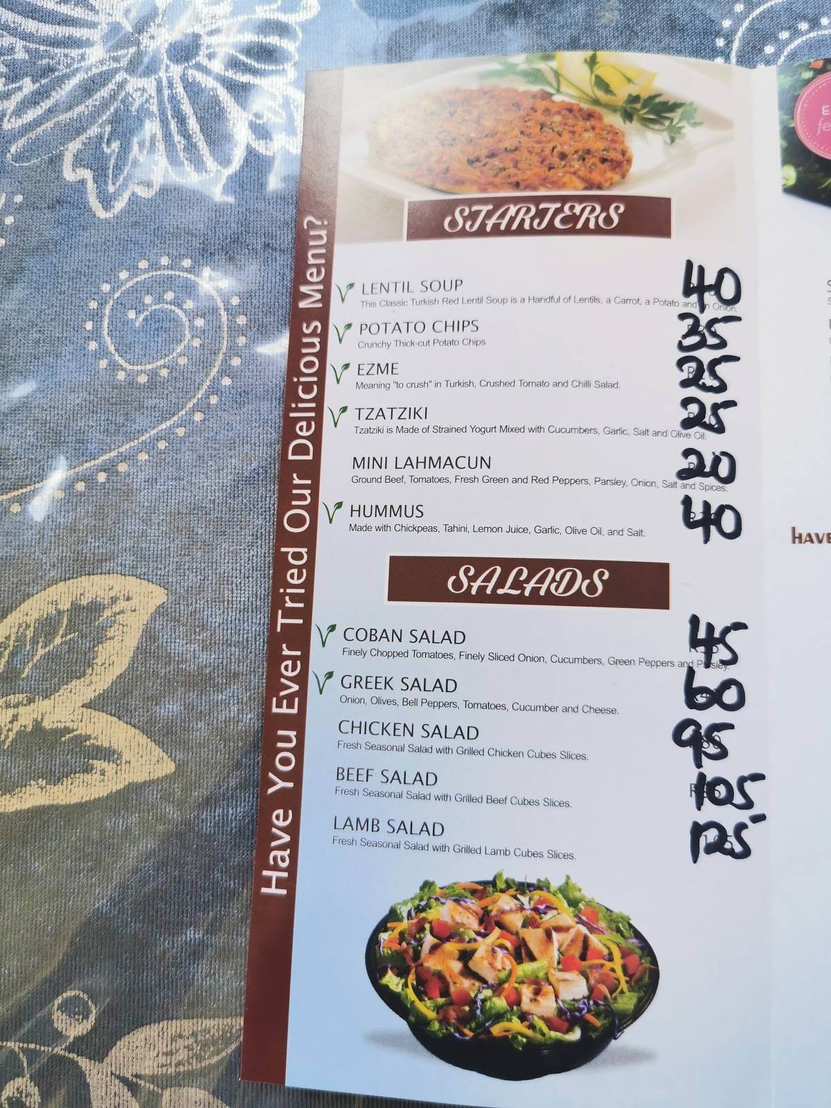 Menu at Ottoman Palace Turkish Restaurant, Midrand
