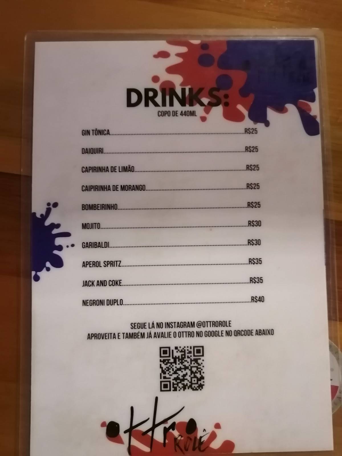 Menu em Ottro Rolê restaurante, Curitiba