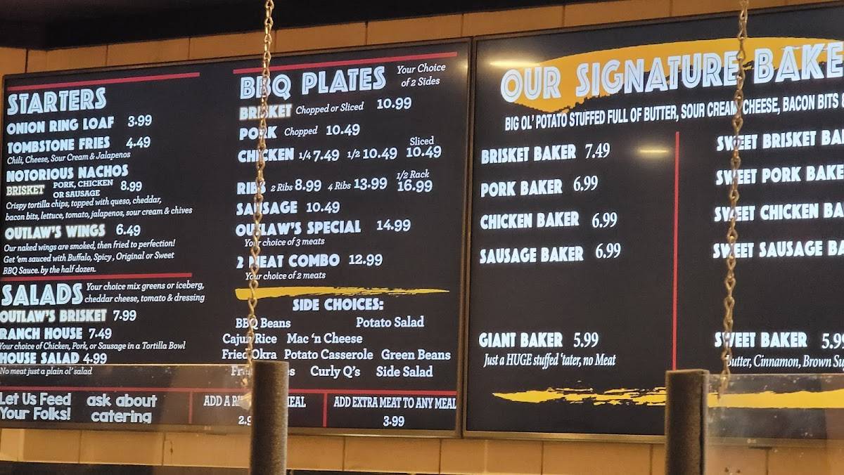Menu at Outlaws BBQ-Alexandria, LA, Alexandria