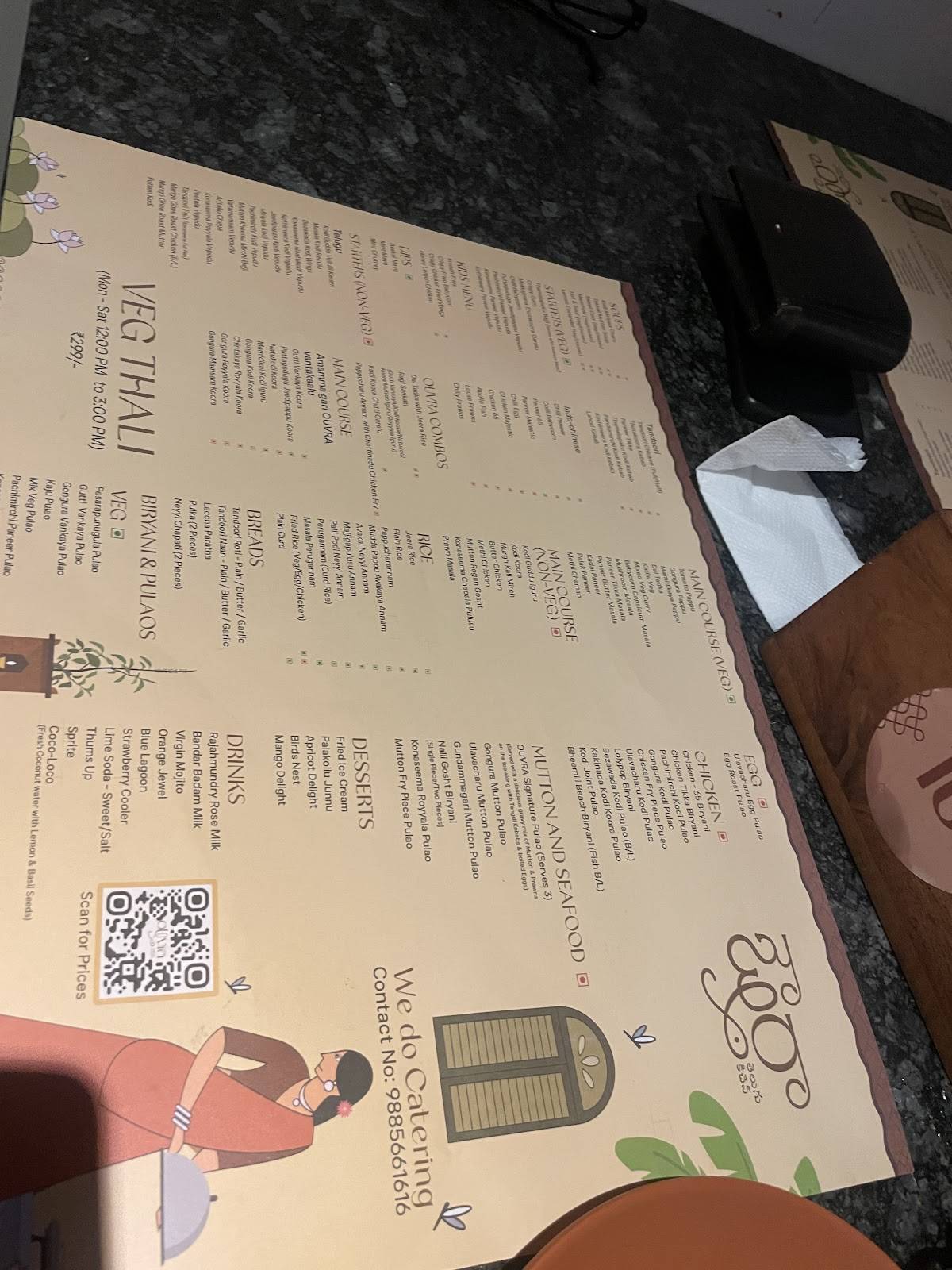 Menu at Ouvra Telugu Kitchen, Hyderabad