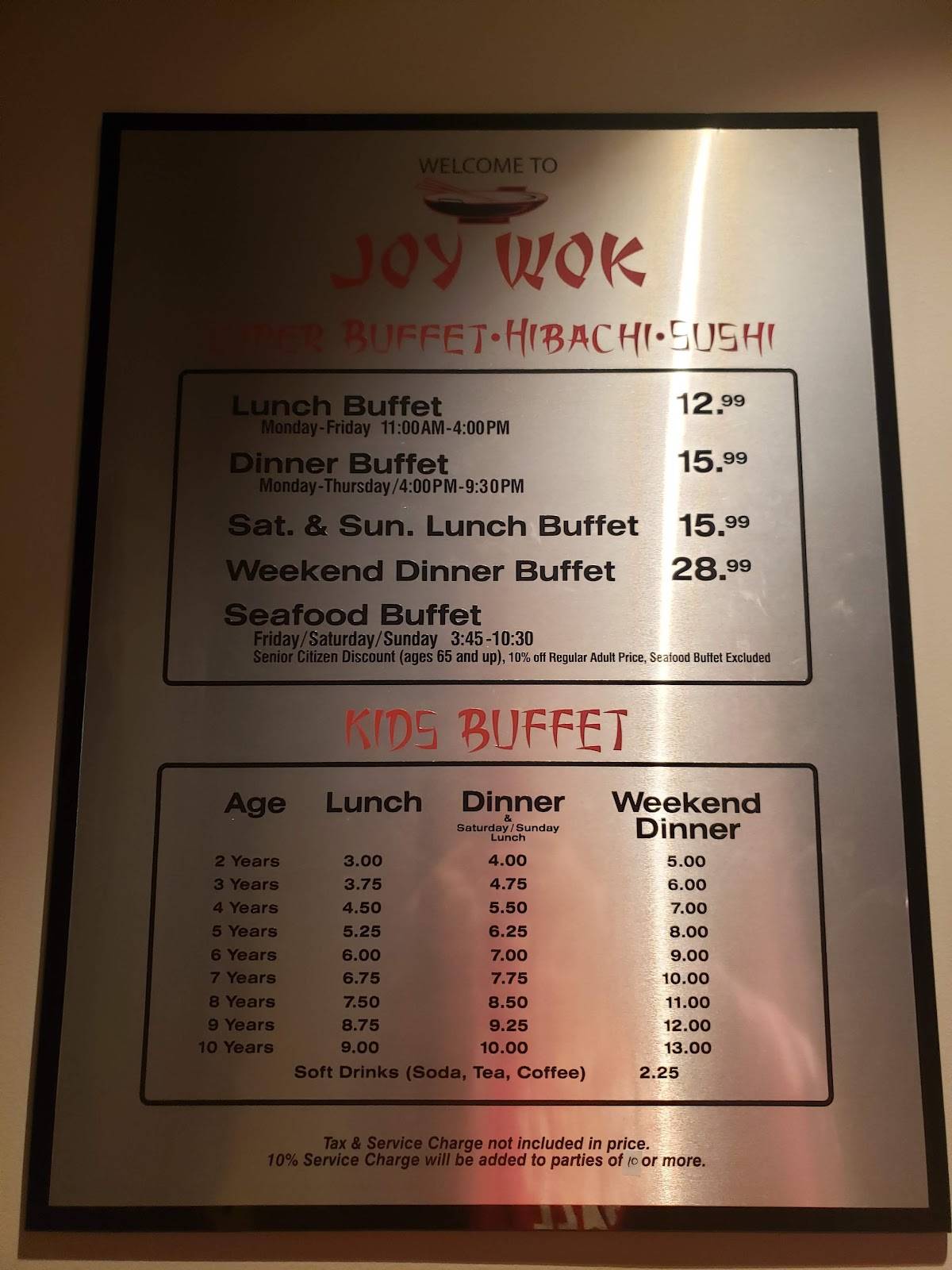 Menu at JOY WOK Super Buffet - Overland Park restaurant, Overland Park ...