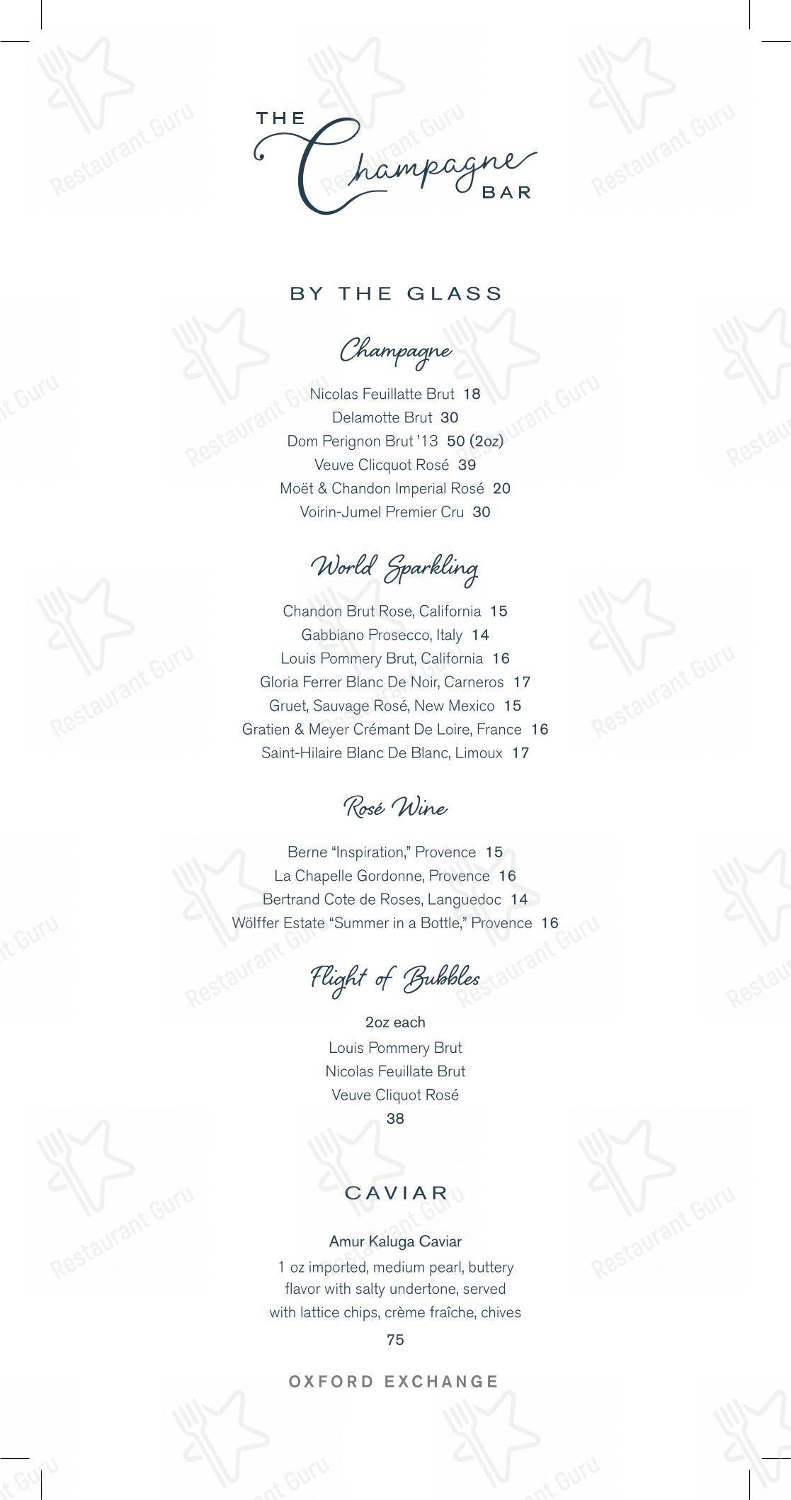 Menu at Oxford Exchange restaurant, Tampa