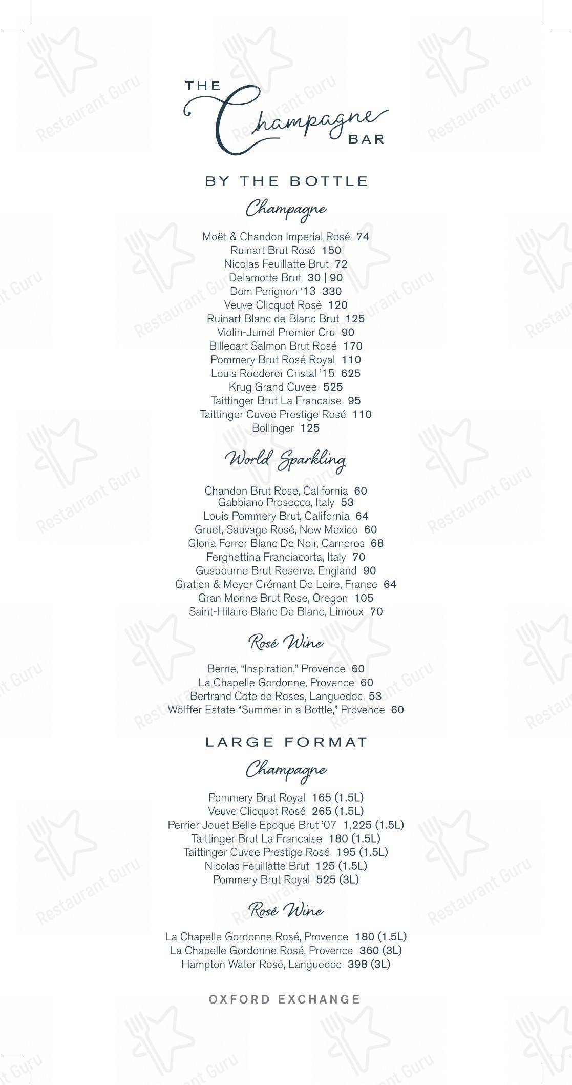 Menu at Oxford Exchange restaurant, Tampa