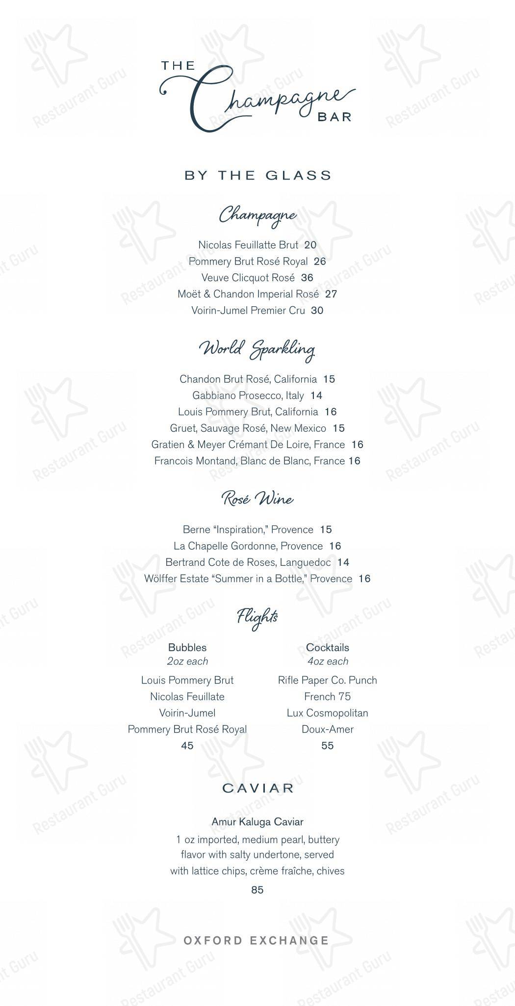 Menu at Oxford Exchange restaurant, Tampa
