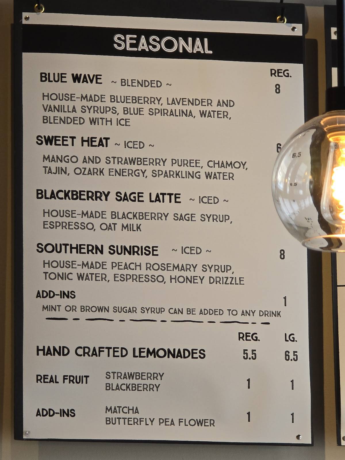 Menu at Ozark Coffee Company and Roastery cafe, Sedalia