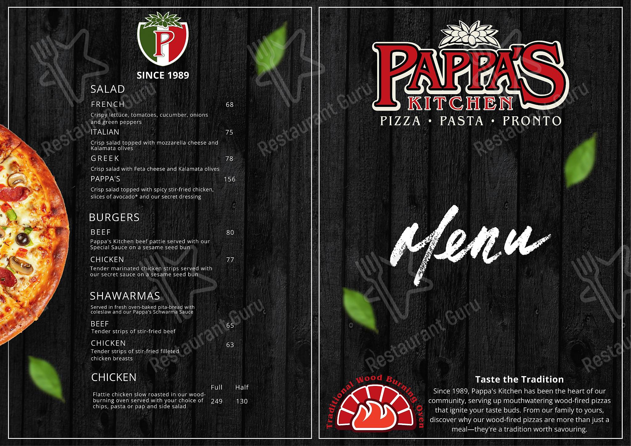 Menu at PAPPAS KITCHEN restaurant, Nelspruit