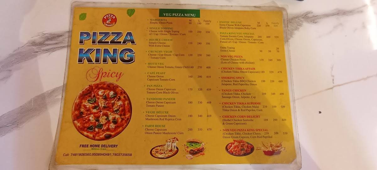 Menu at PIZZA KING, Hazrat Jandaha