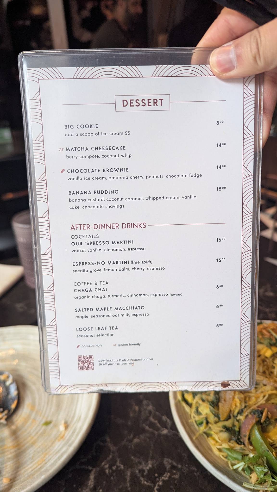 Carta del restaurante PLANTA Queen, Chicago