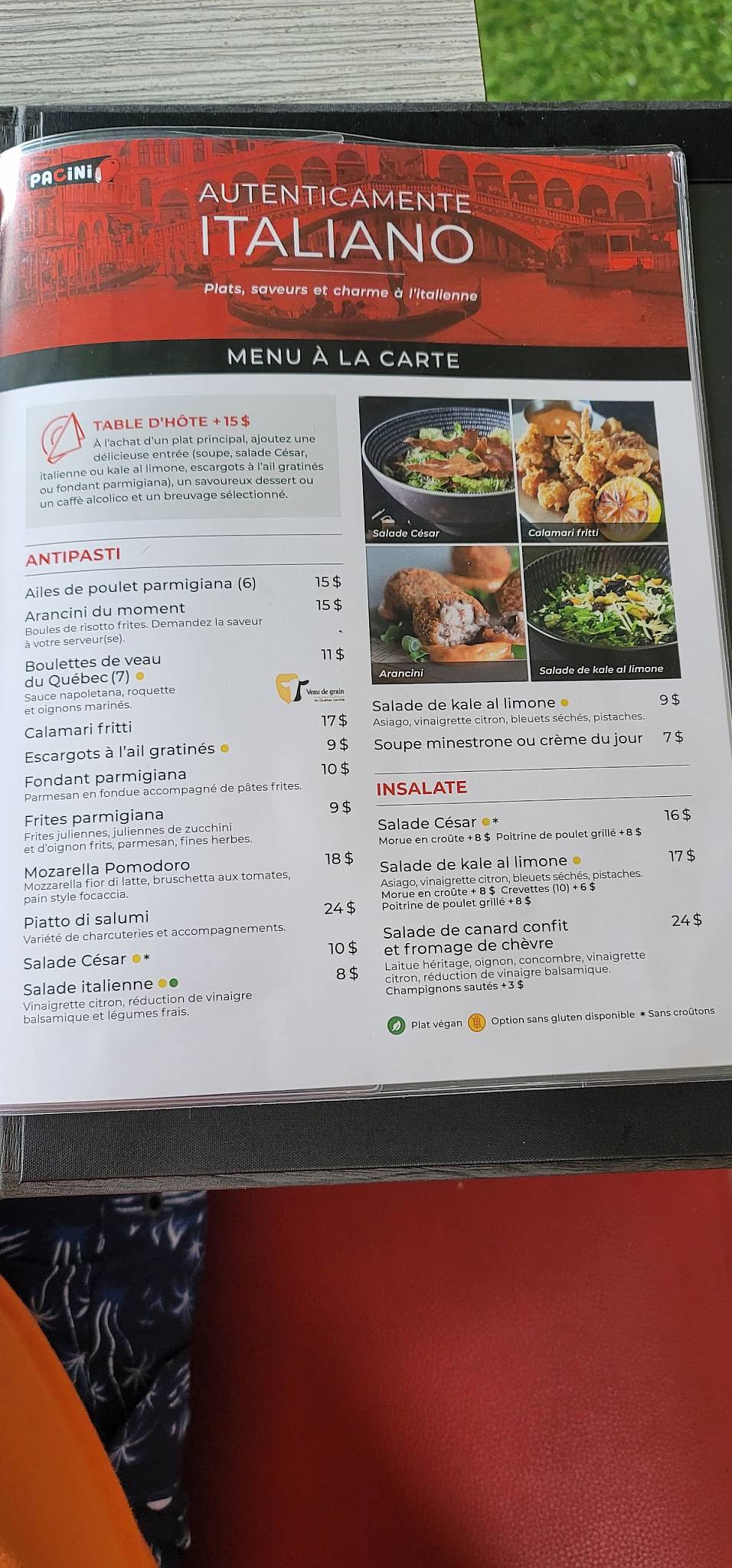 Menu at Pacini Shawinigan restaurant, Shawinigan, Prom Du St Maurice
