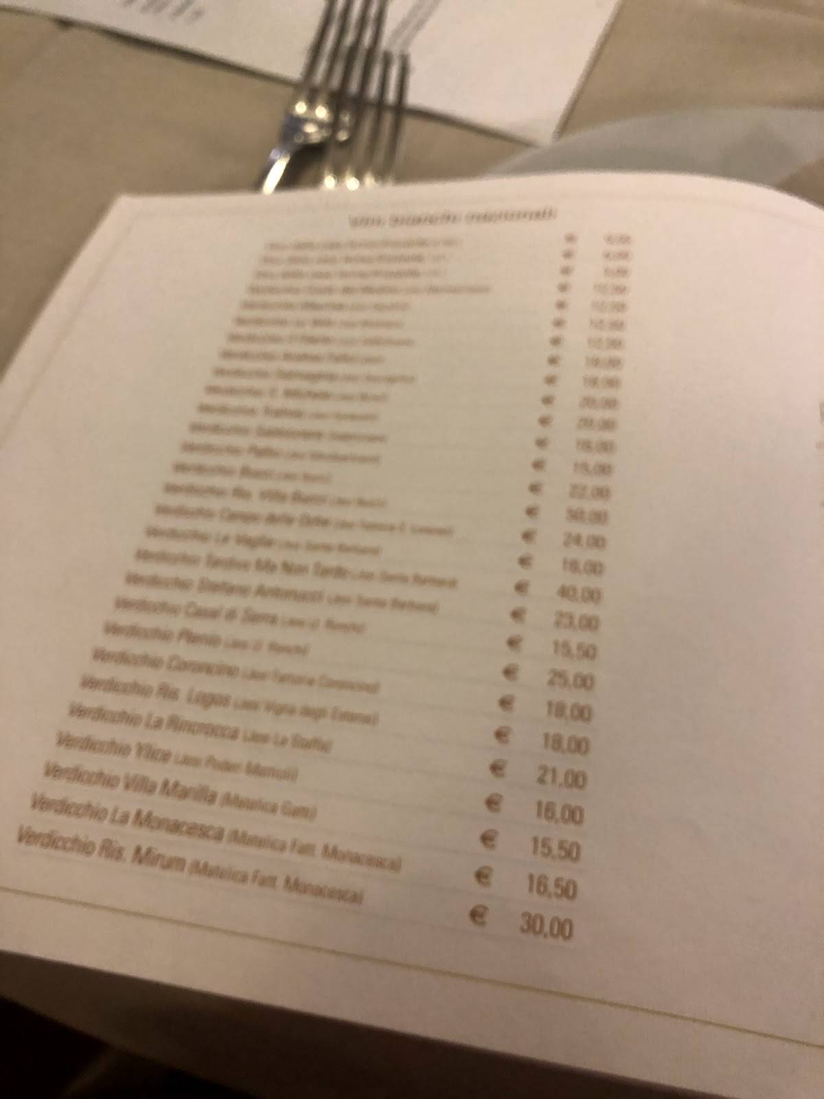 Menu da Pagaia ristorante, Senigallia