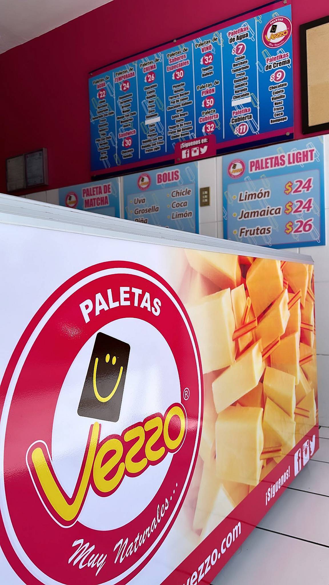 Carta de PALETAS VEZZO, Zapopan, Av. Labna 1516