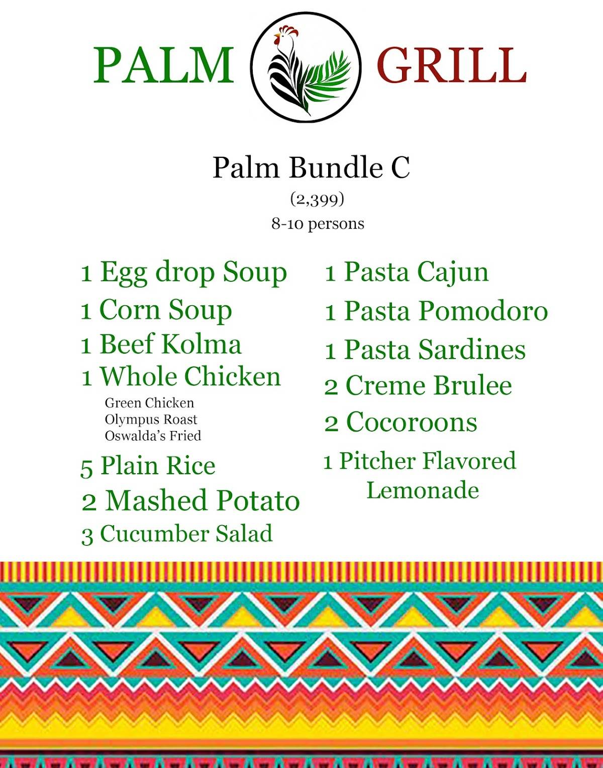 Menu at Palm Grill: Authentic Cuisine from South of Mindanao restaurant ...