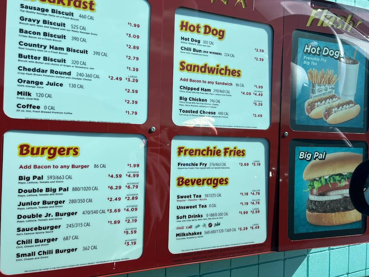 Menu at Pal's restaurant, Jefferson City