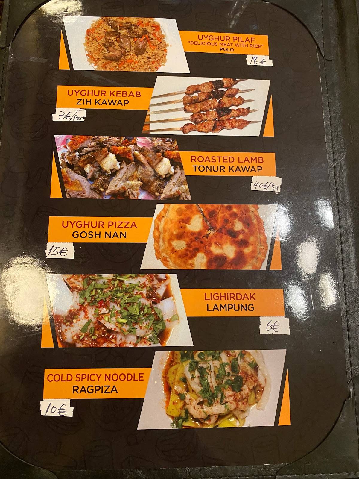 Menu at Pamir Uyghur Restaurant, The Hague