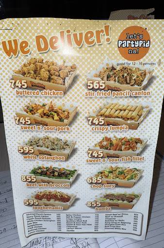 Menu at Pan-Chic Uptown restaurant, Cagayan de Oro, CJVC+XP9