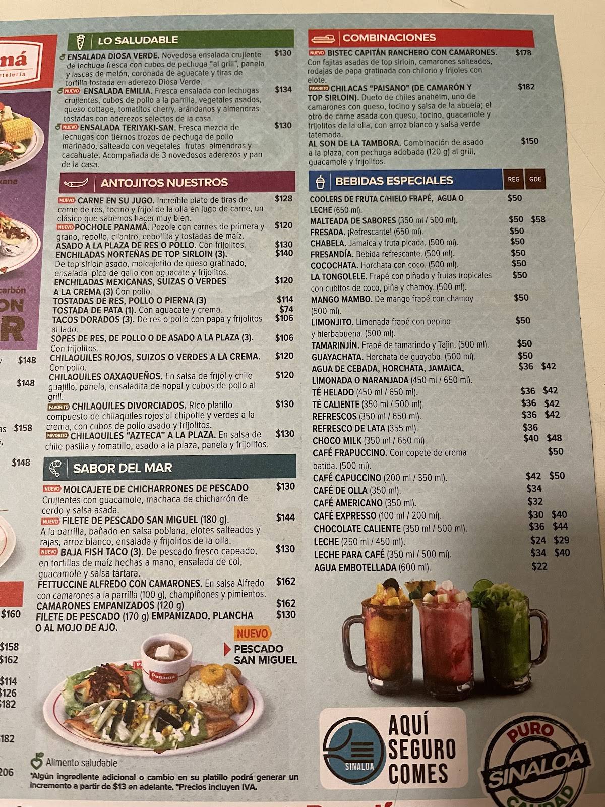 Carta de Panamá Restaurante y Pastelería Zona Dorada, Mazatlán, Av ...
