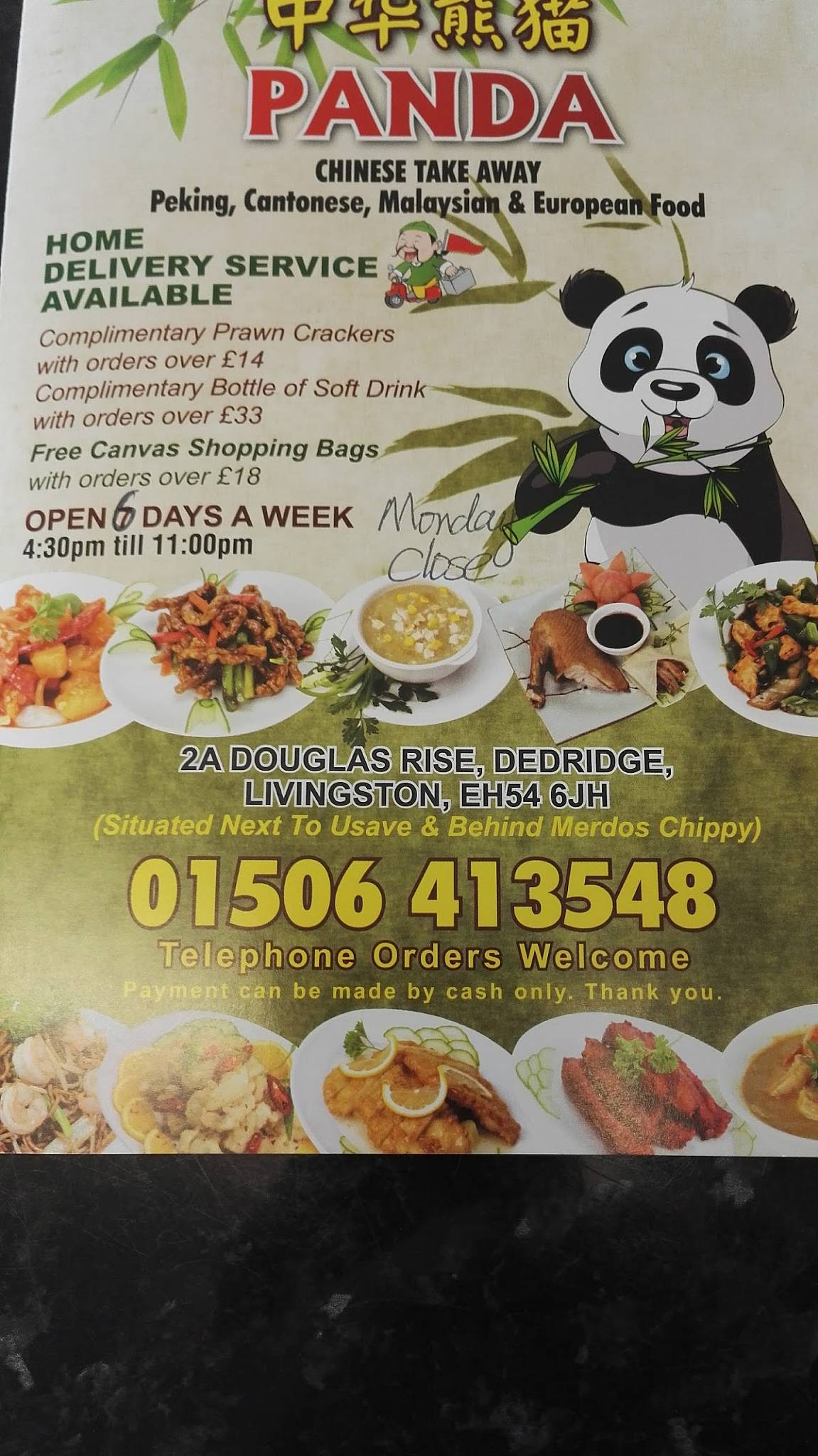 Menu at Panda Chinese Takaway Livingston restaurant, Livingston