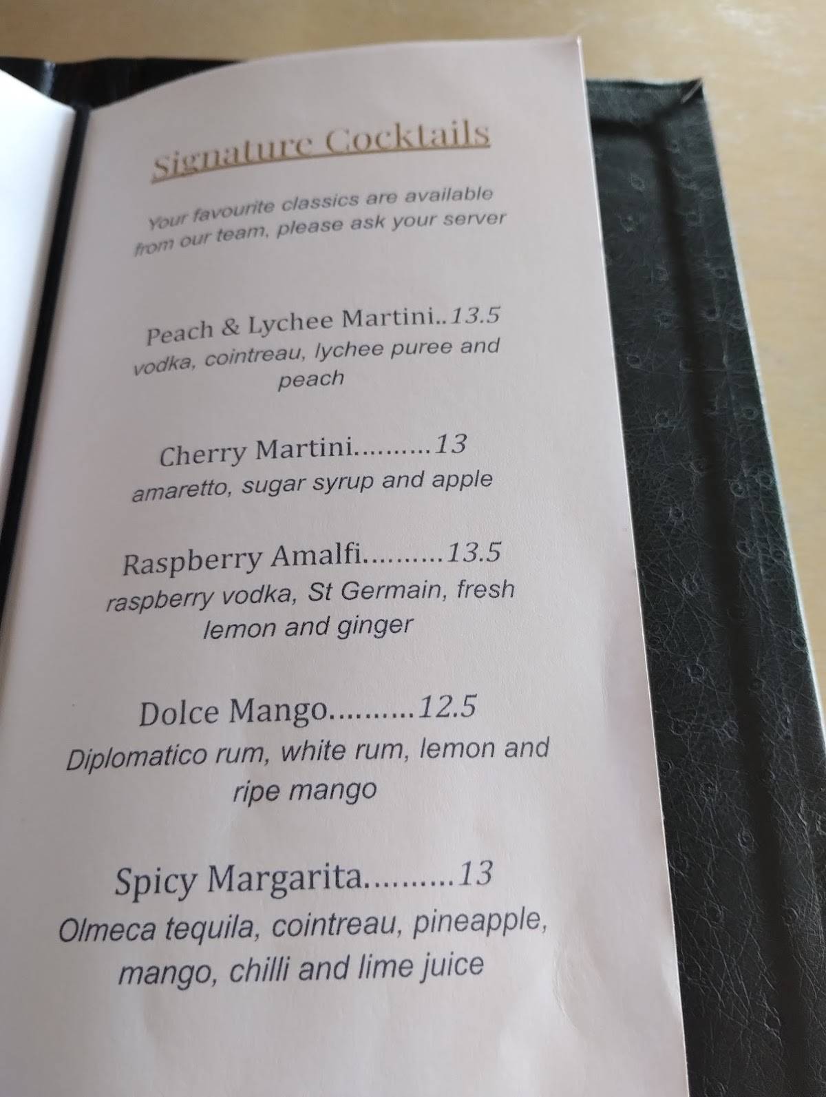 Menu at Panoramic 34 restaurant, Liverpool