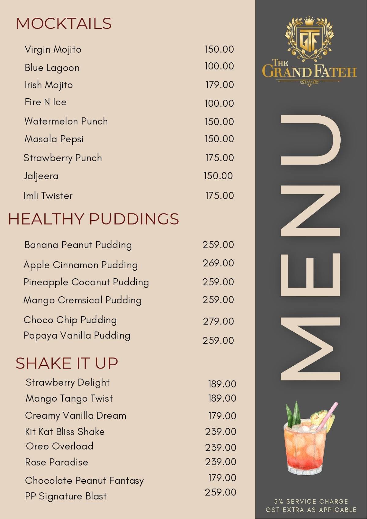 Menu at Panoramic Palate Restaurant, Udaipur