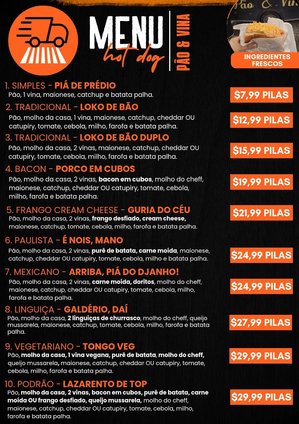 Menu em Pão & Vina Lanches restaurante, Pinhais