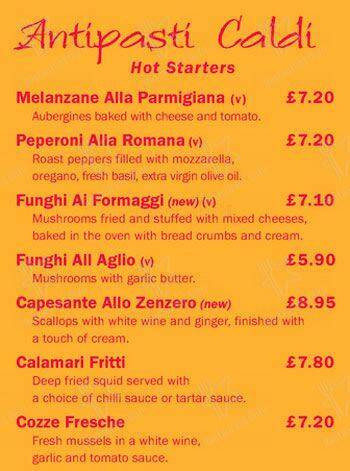 Menu at Papilio restaurant, Edinburgh