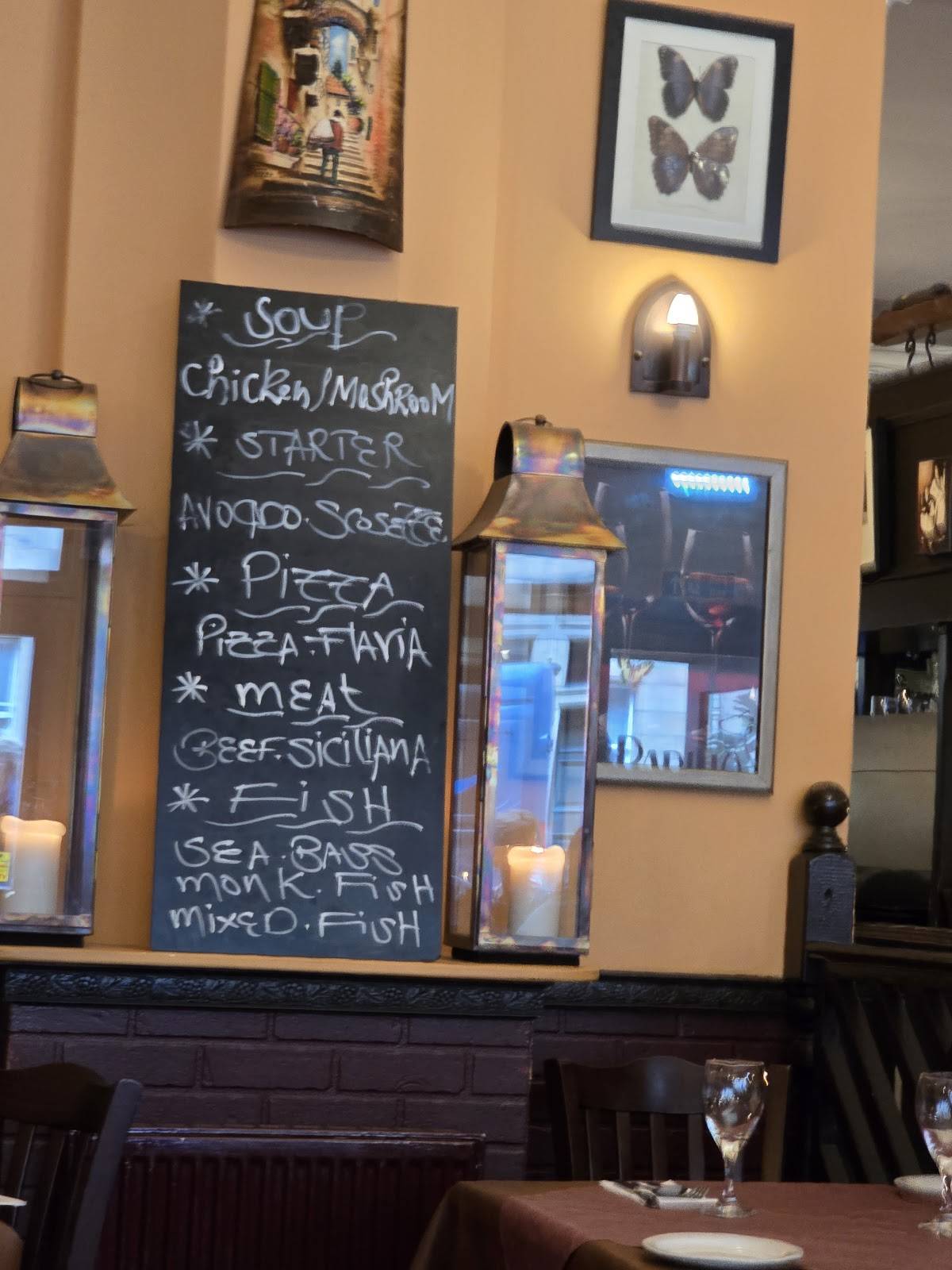 Menu at Papilio restaurant, Edinburgh