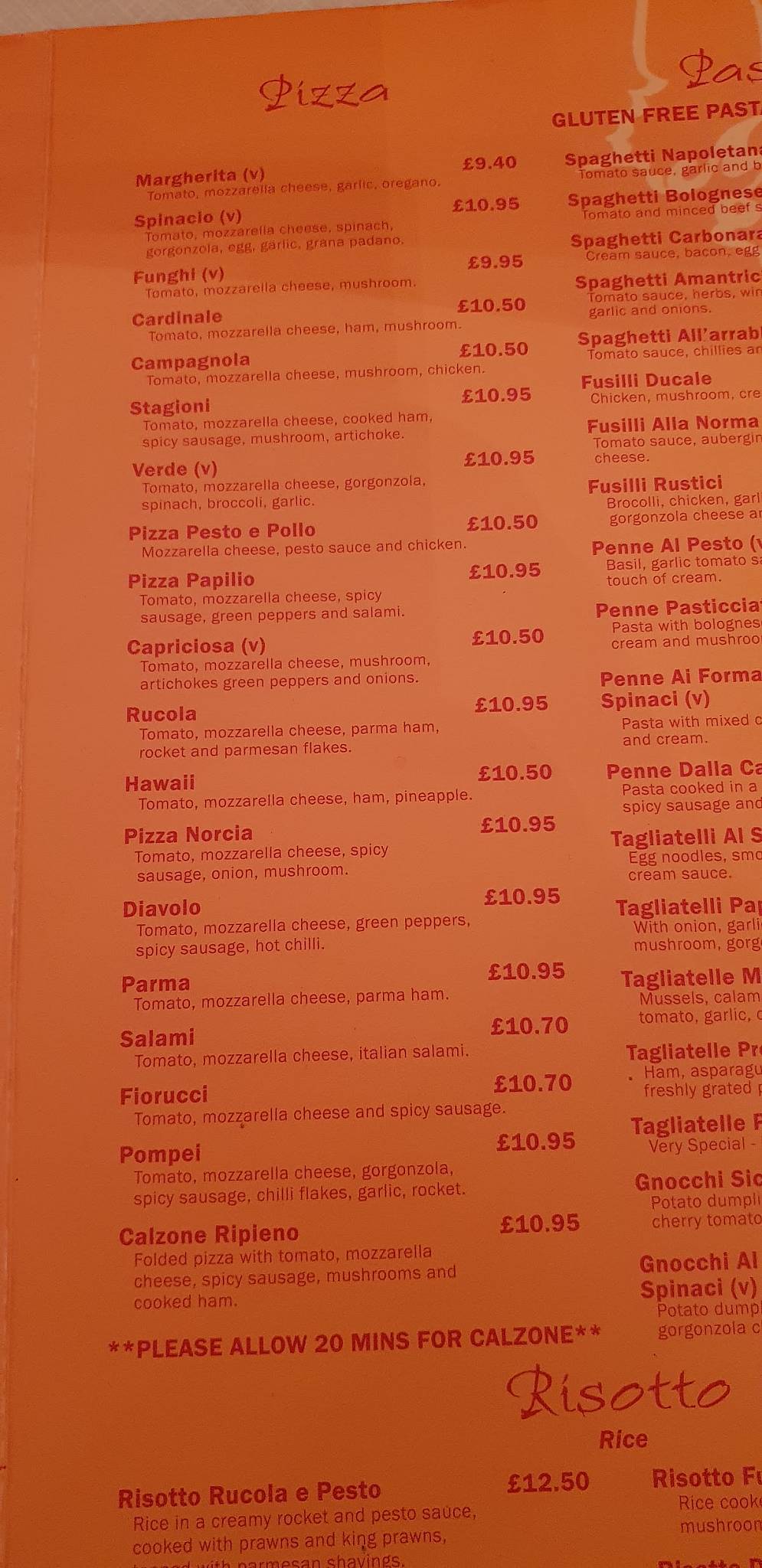Menu at Papilio restaurant, Edinburgh