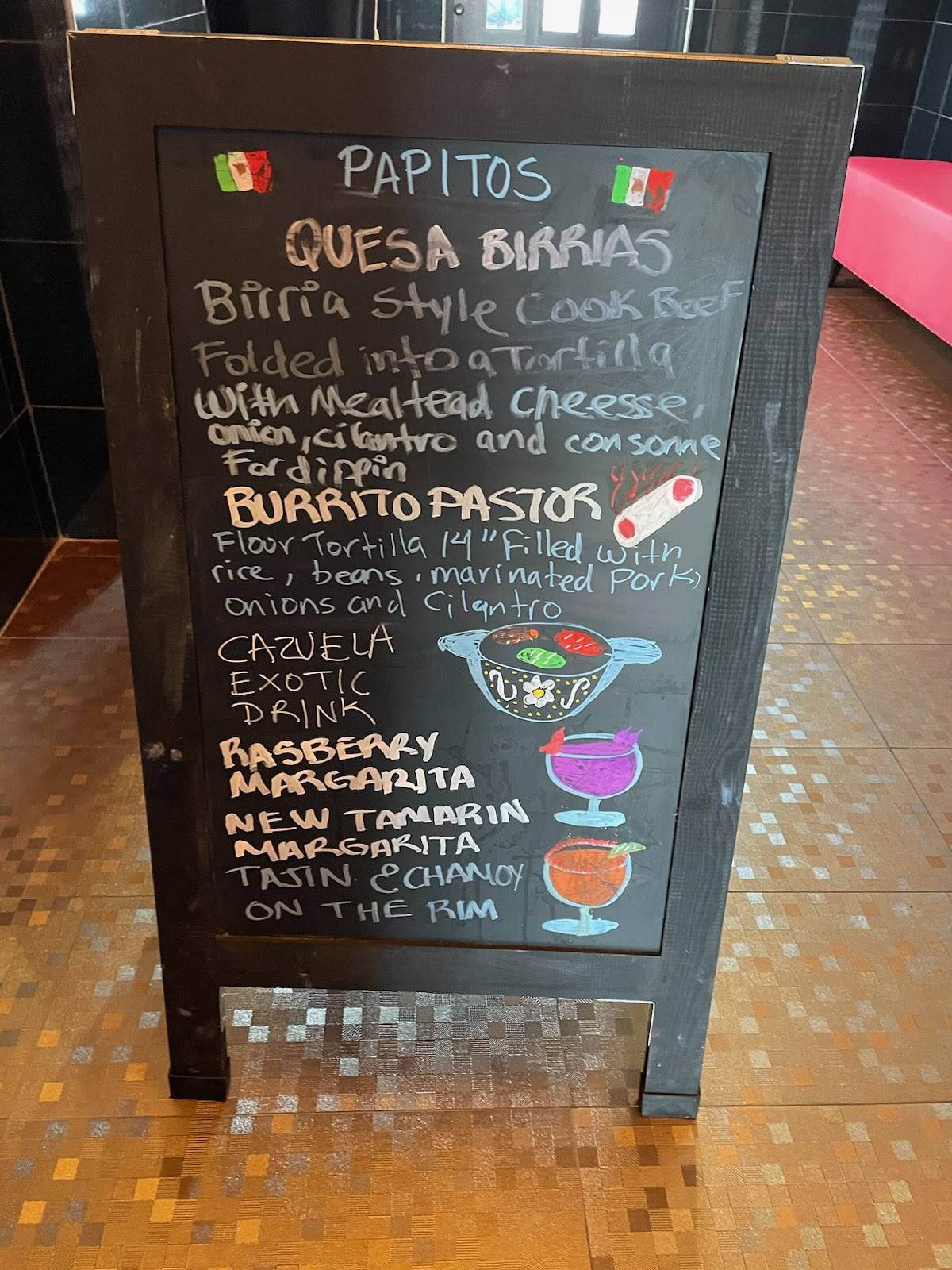 Menu at Papitos restaurant, Jonesboro