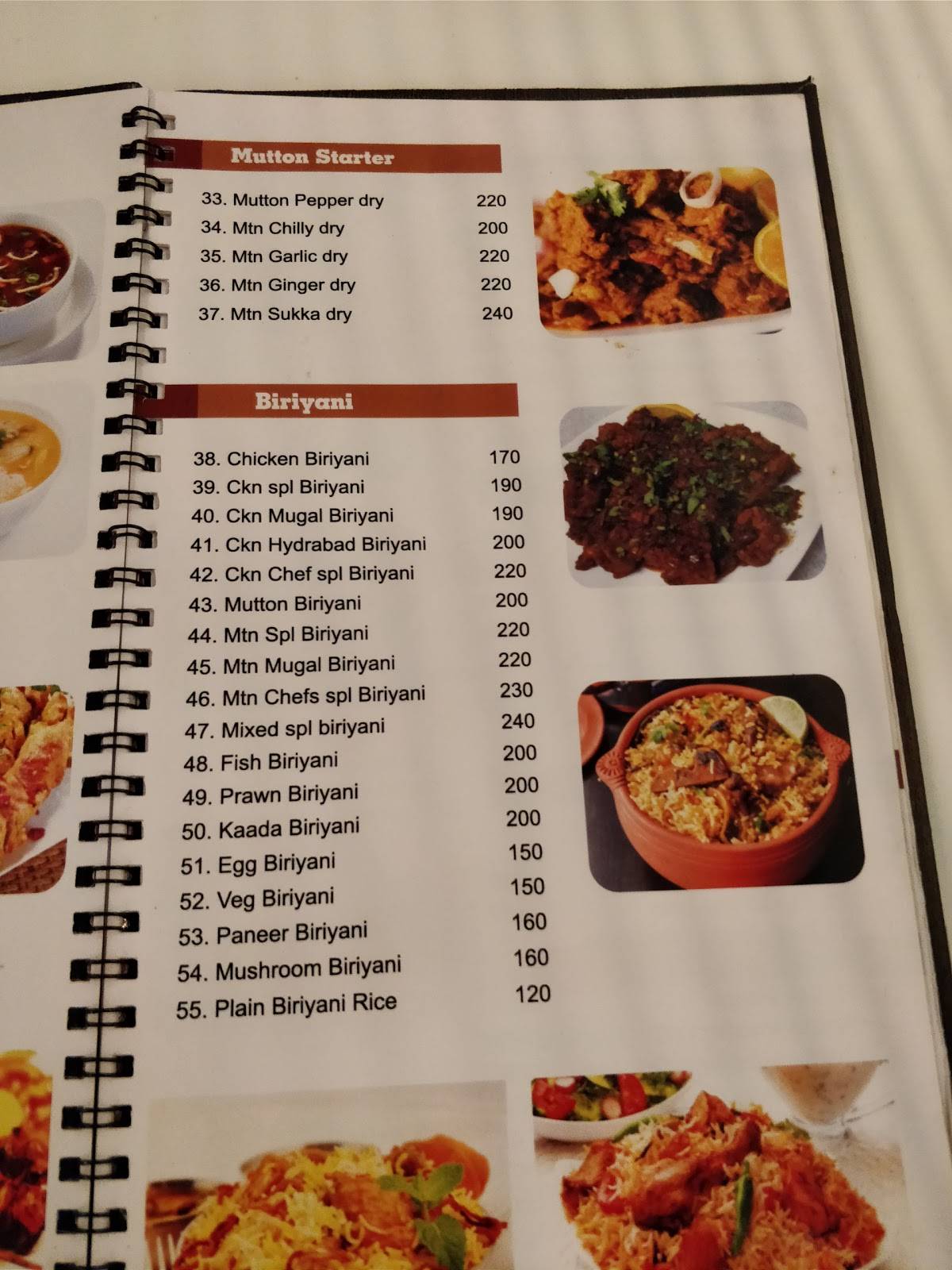 Menu at Paradise Biryani, Chennai, Anjali Devi Towers
