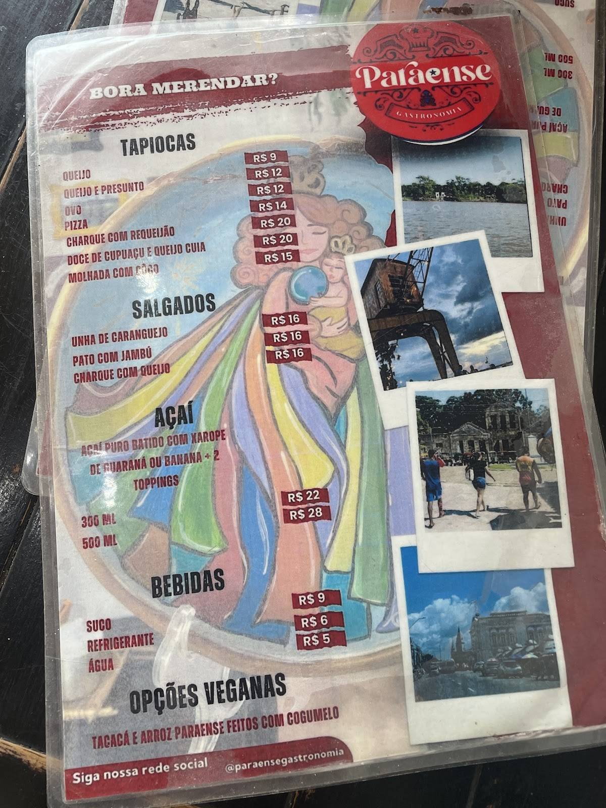 Menu em Paraense culinária restaurante, Florianópolis