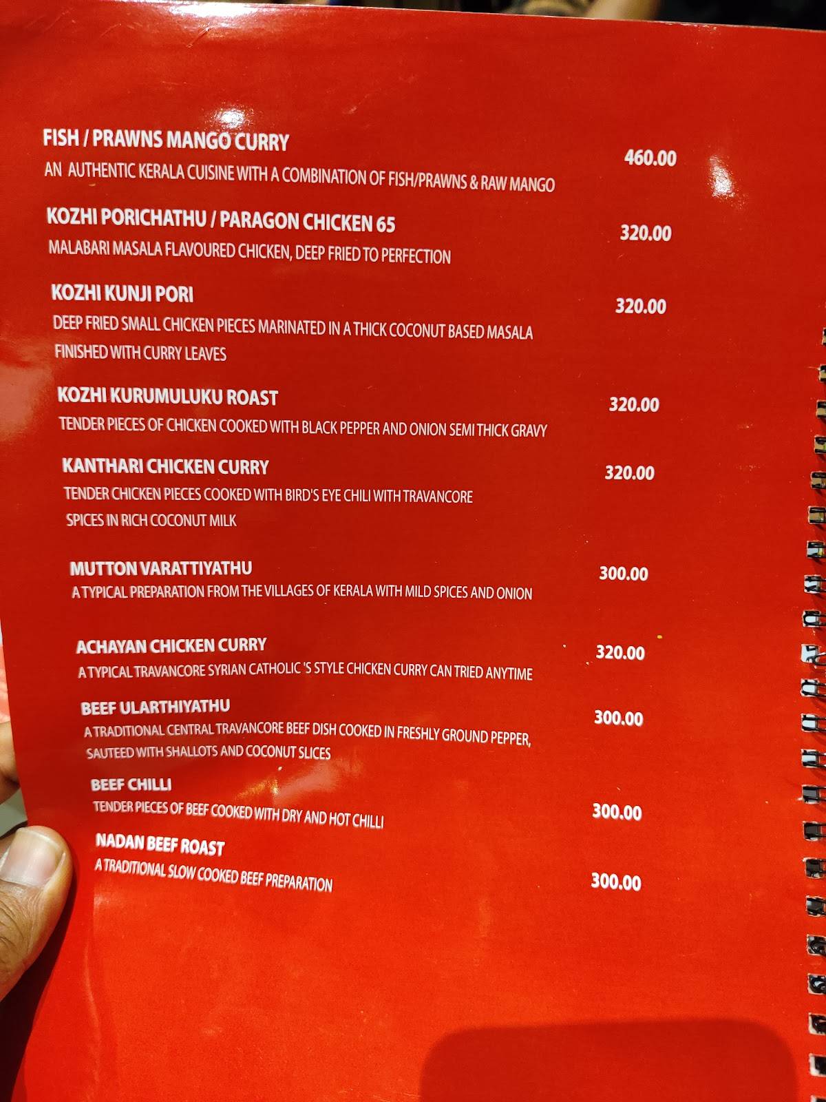 Menu at Paragon Lulu Mall, Kochi, Kochi, Lulu Shopping Mall
