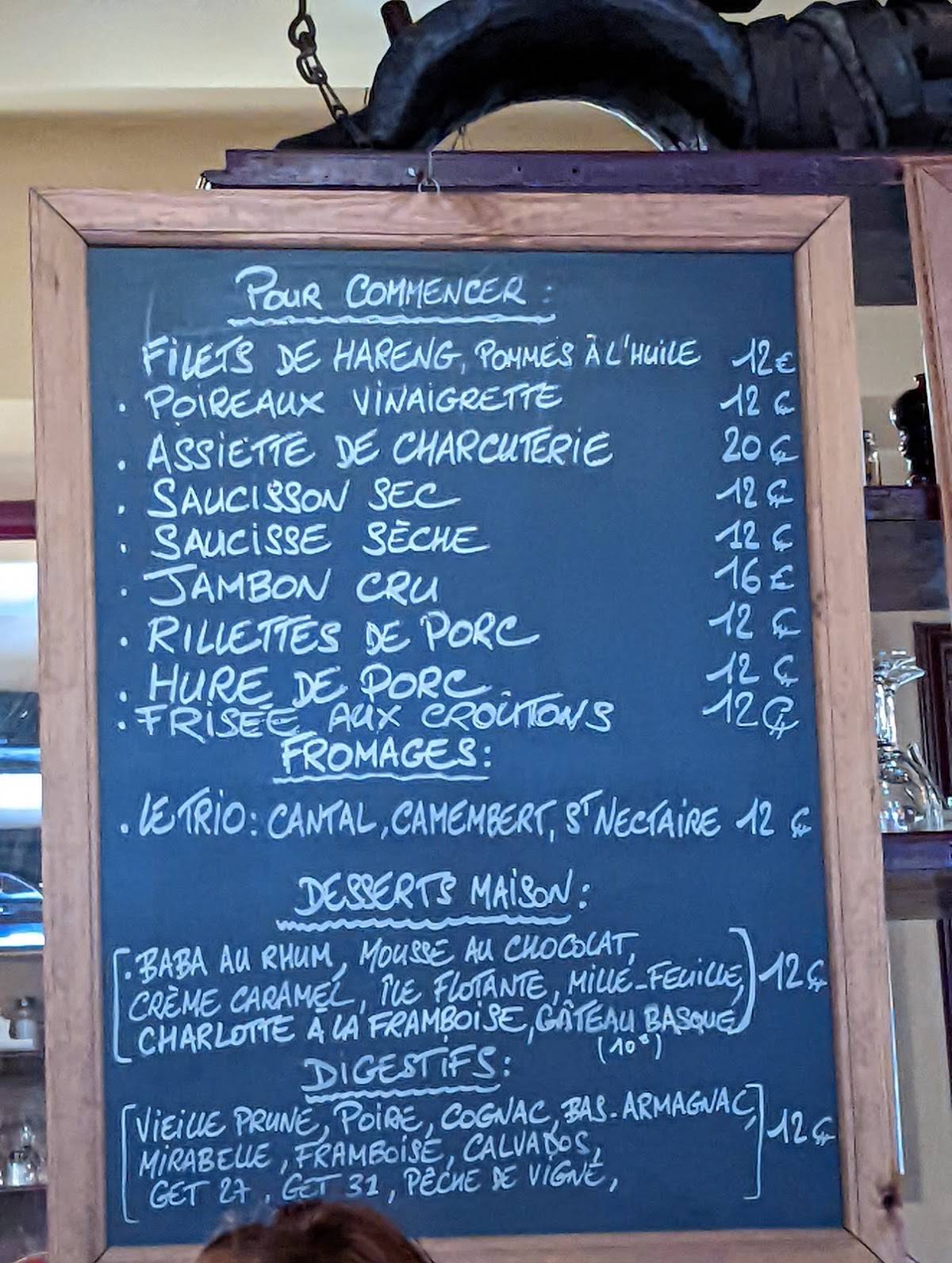 Menu at La Tour Montlhéry - Chez Denise restaurant, Paris, 5 Rue des ...