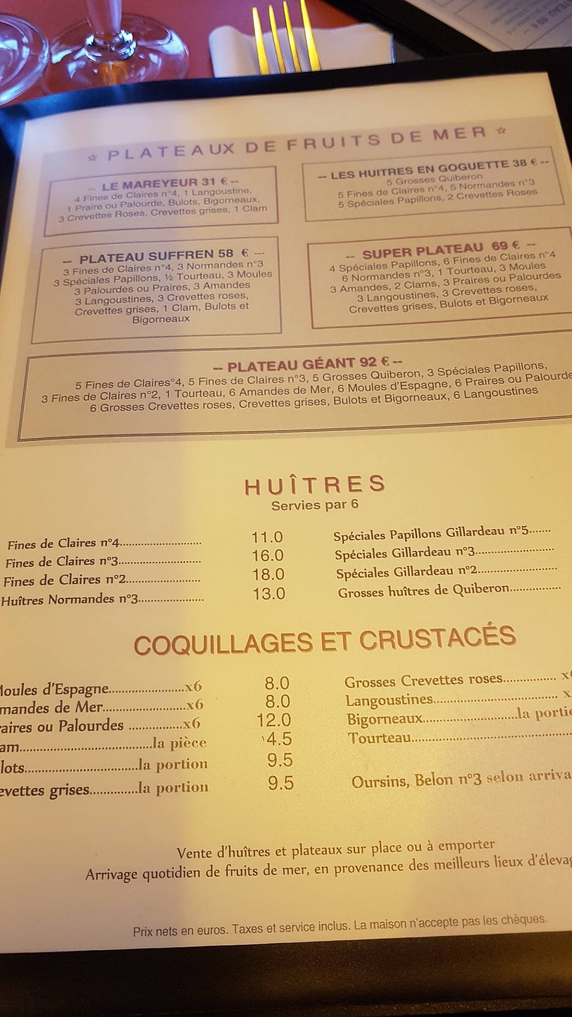 Menu au Le Suffren - Paris restaurant, Paris