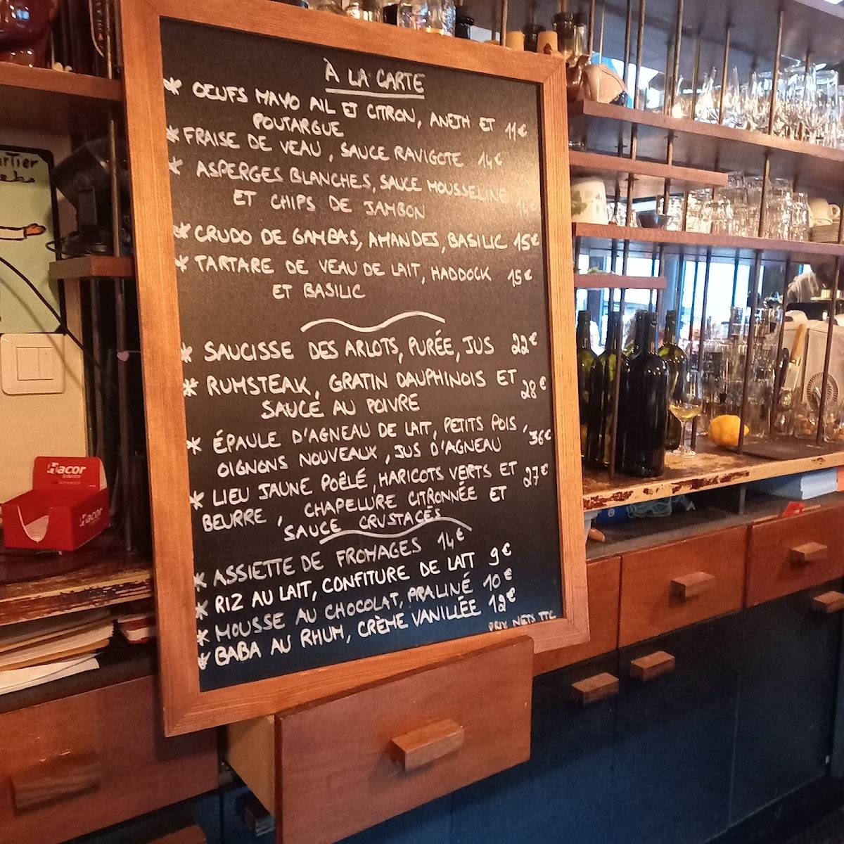 Menu at Les Arlots restaurant, Paris, 136 Rue du Faubourg Poissonnière