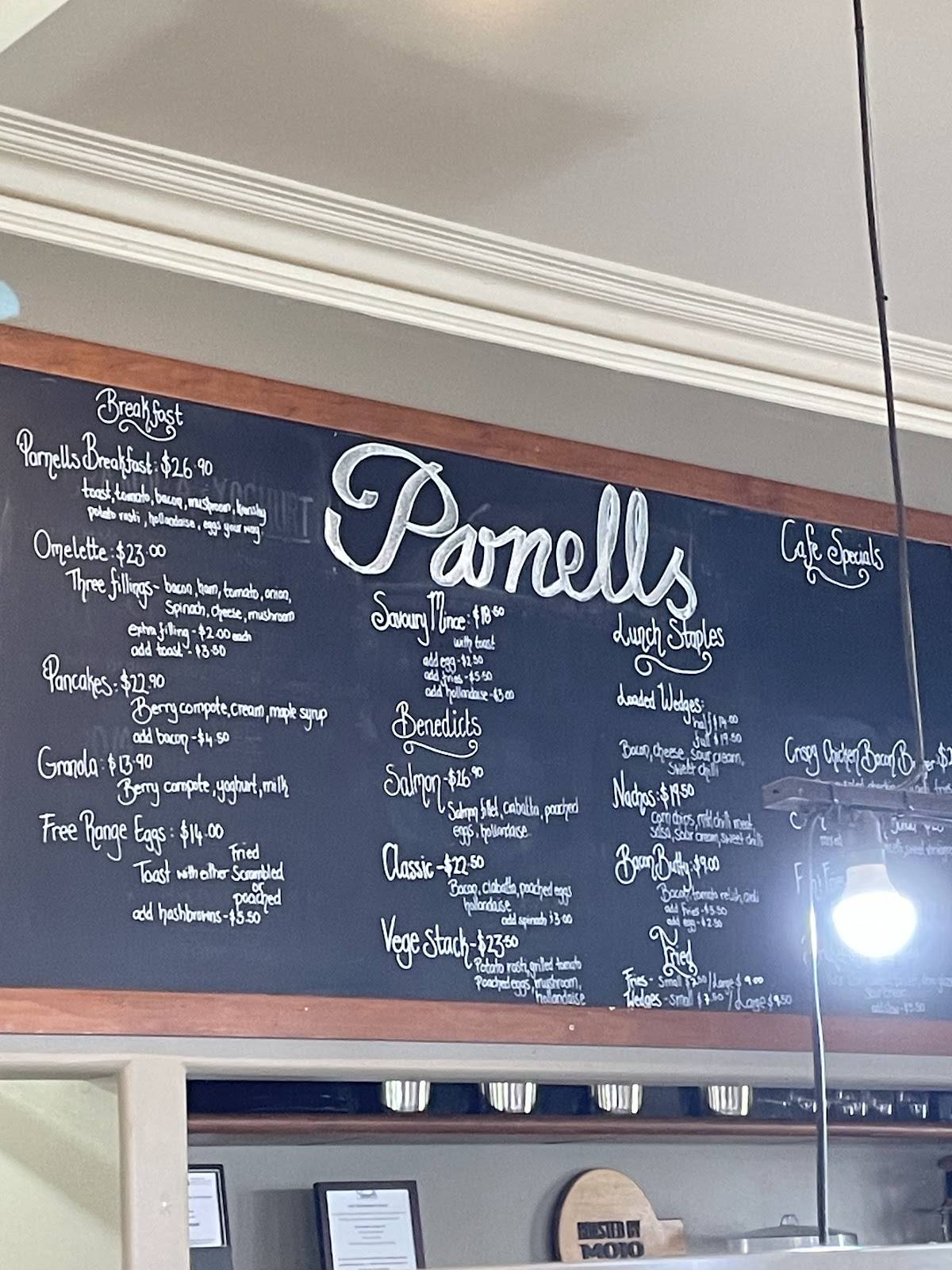 Menu at Parnells Cafe, Whanganui