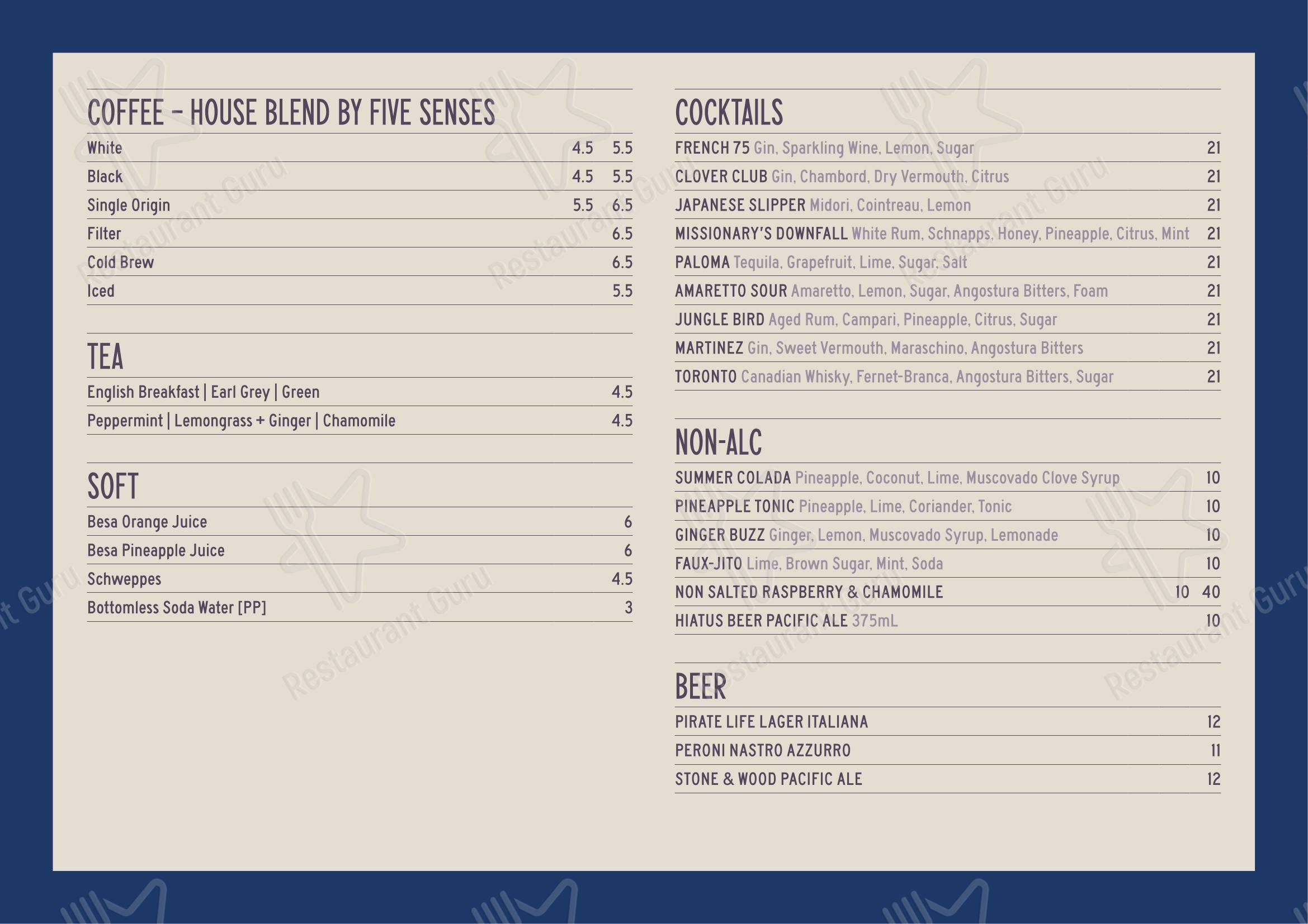 Menu at Part Time Lover restaurant, Adelaide