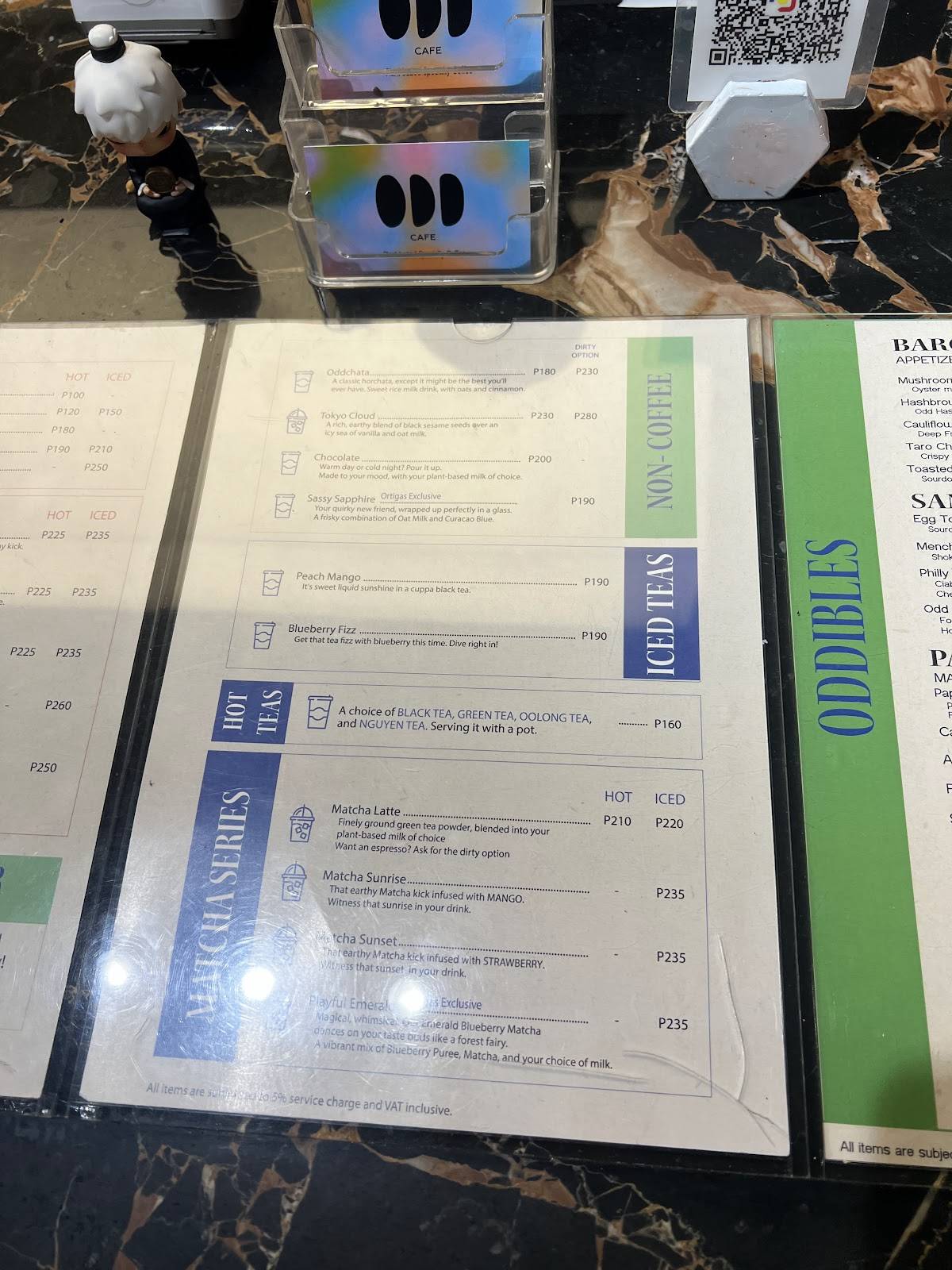 Menu at Odd Cafe Ortigas, Pasig