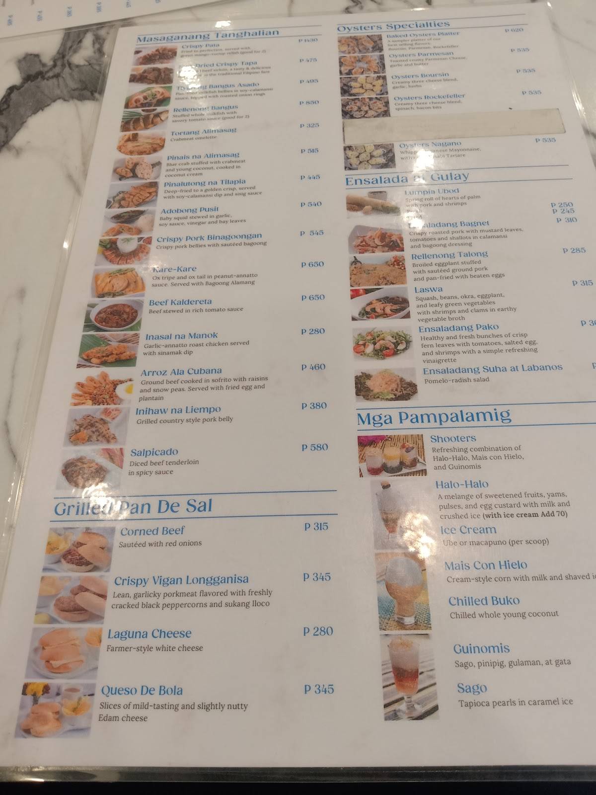 Menu at Via Mare Estancia restaurant, Pasig, Unimart Capitol Commons ...