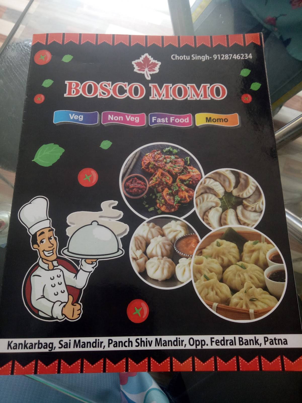 Menu at Bosco Momo’s, Patna