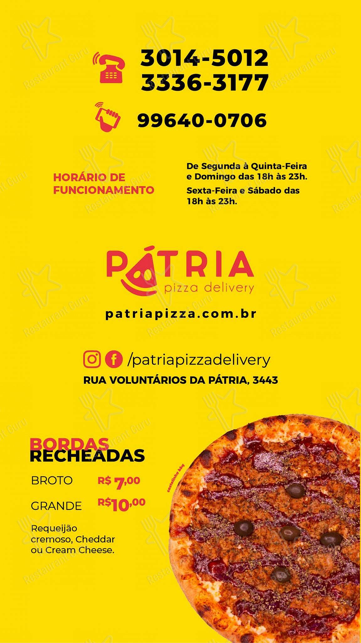 Menu em Pátria Pizza restaurante, Araraquara, R. Voluntários da Pátria