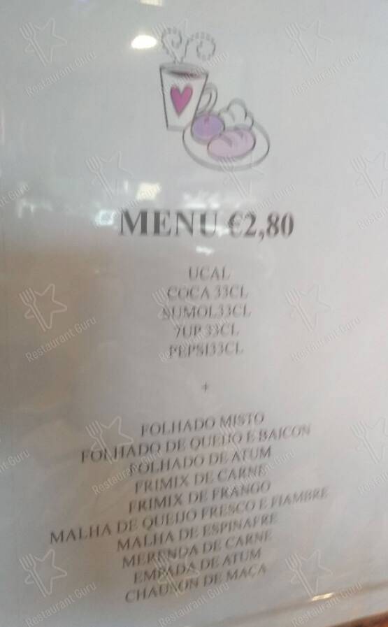 Menu at Pause Café, Parede