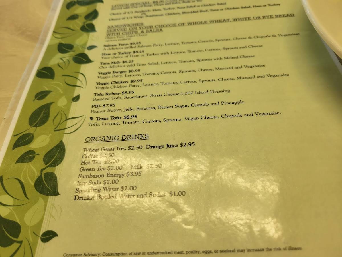 Menu at Peace In the Garden Cafe, Rockledge, 397 Barton Blvd