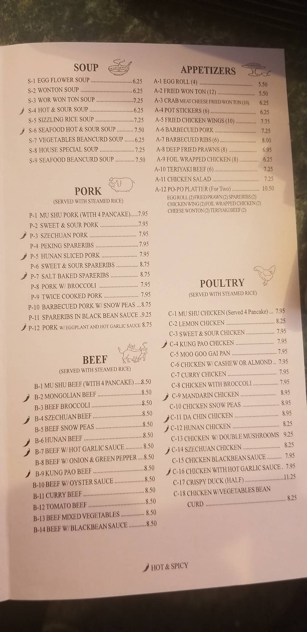 Menu at Pearl House restaurant, Citrus Heights