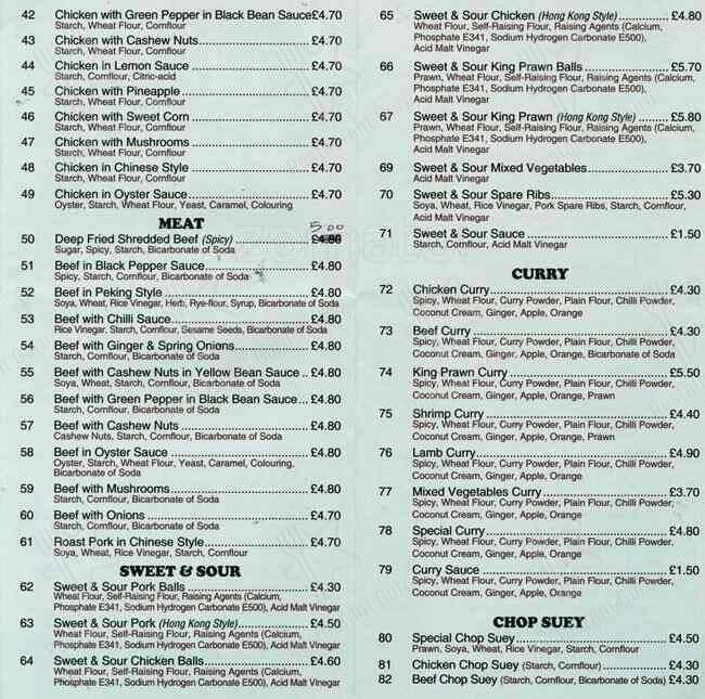 Menu at Peking Garden restaurant, Croydon, 822 Wickham Rd