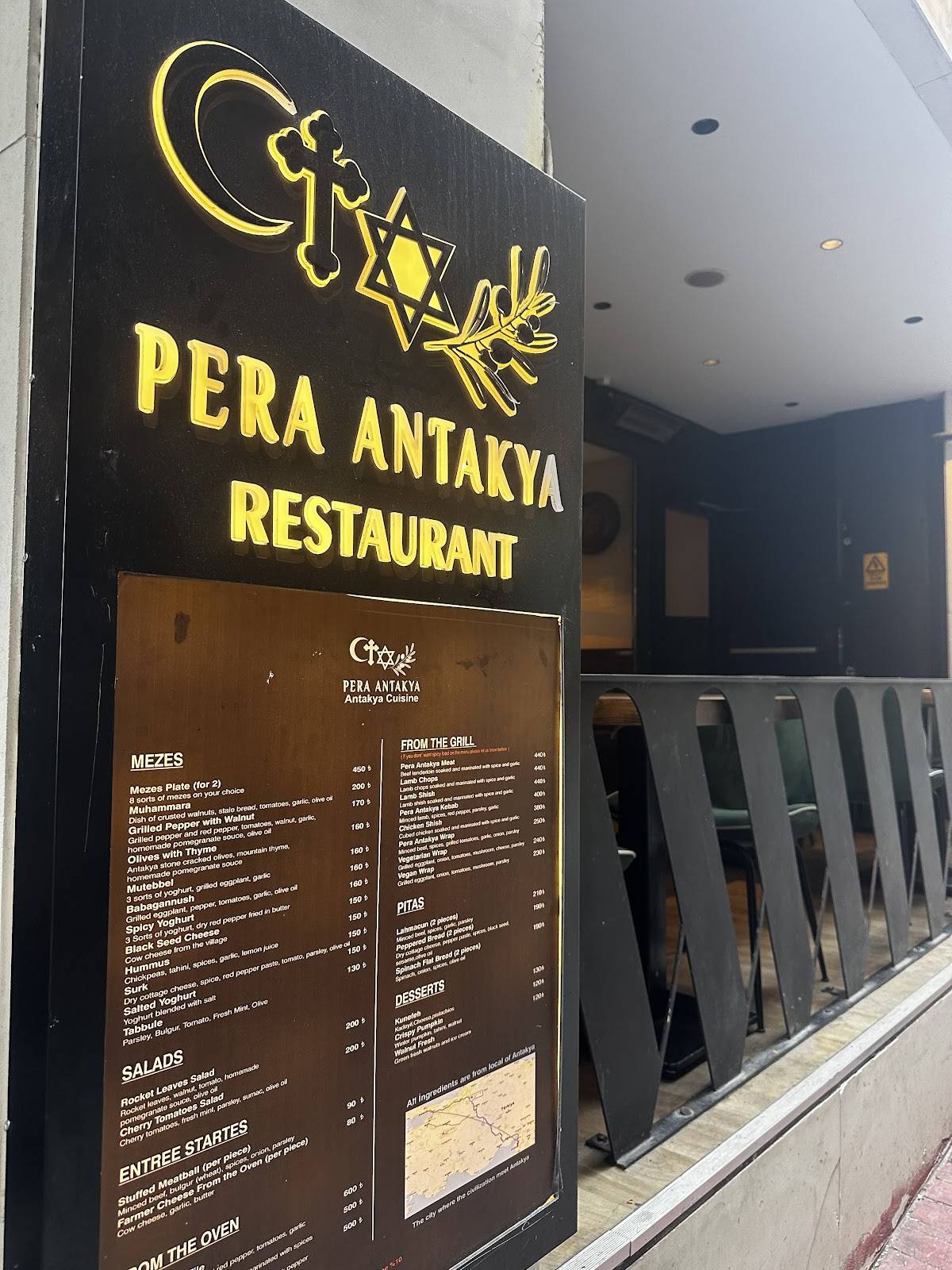 Menu at Pera Antakya, Istanbul
