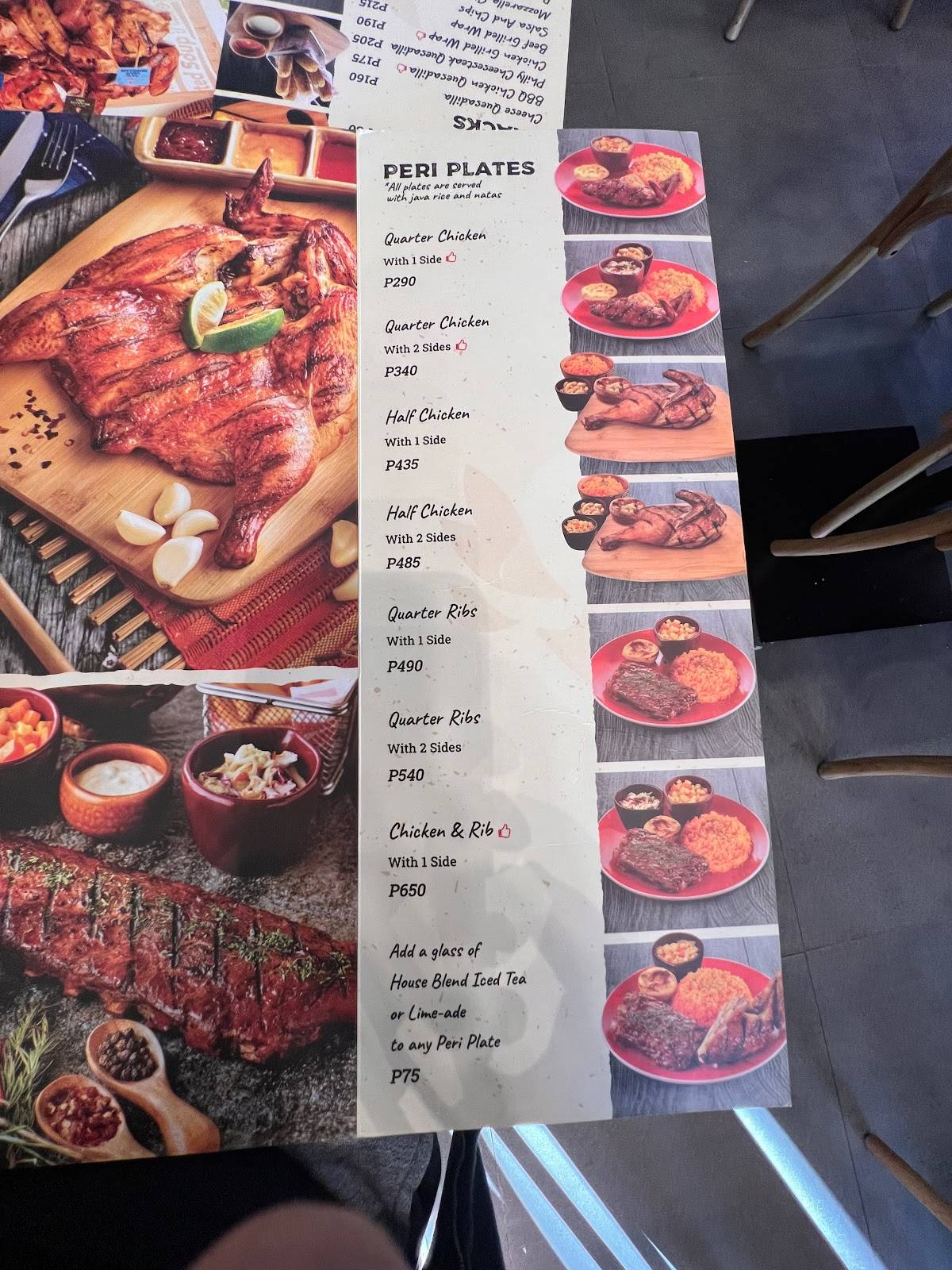 Menu at Peri-Peri Charcoal Chicken & Sauce Bar, Baguio