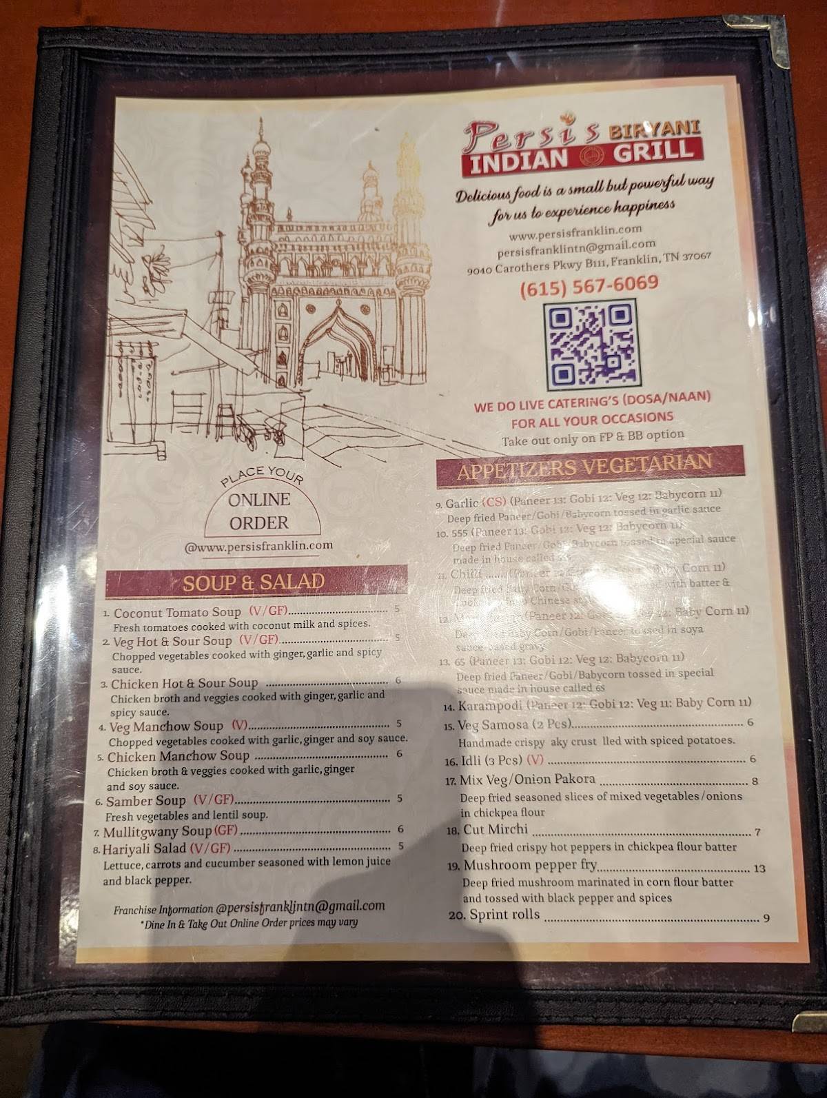 Menu at NAMASTE INDIAN RESTAURANT AND BAR, Franklin