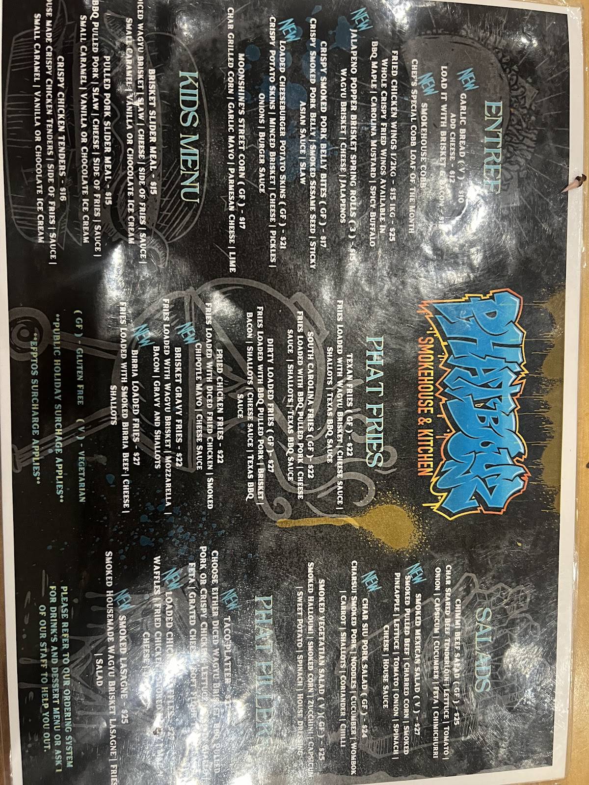 Menu at Phat Boyz Smokehouse and Kitchen restaurant, Walloon