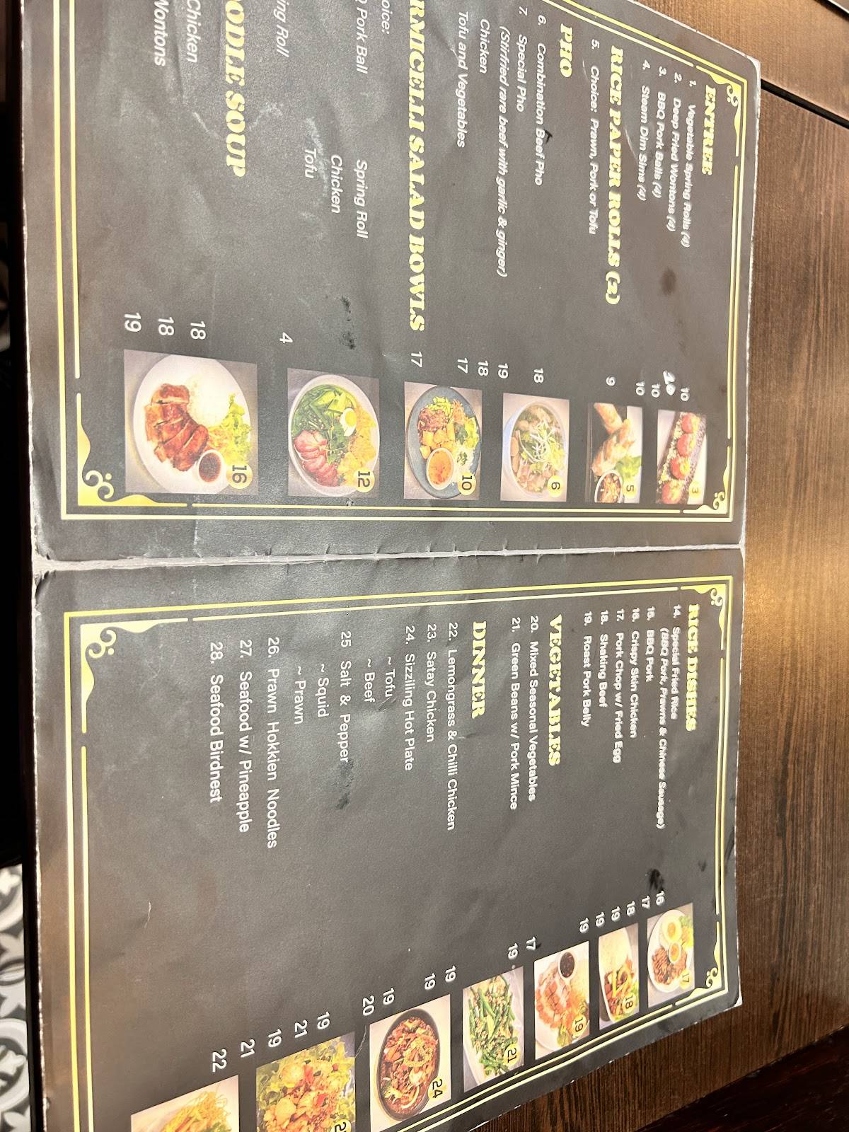 Menu at Pho Real Vietnamese restaurant, Tweed Heads South