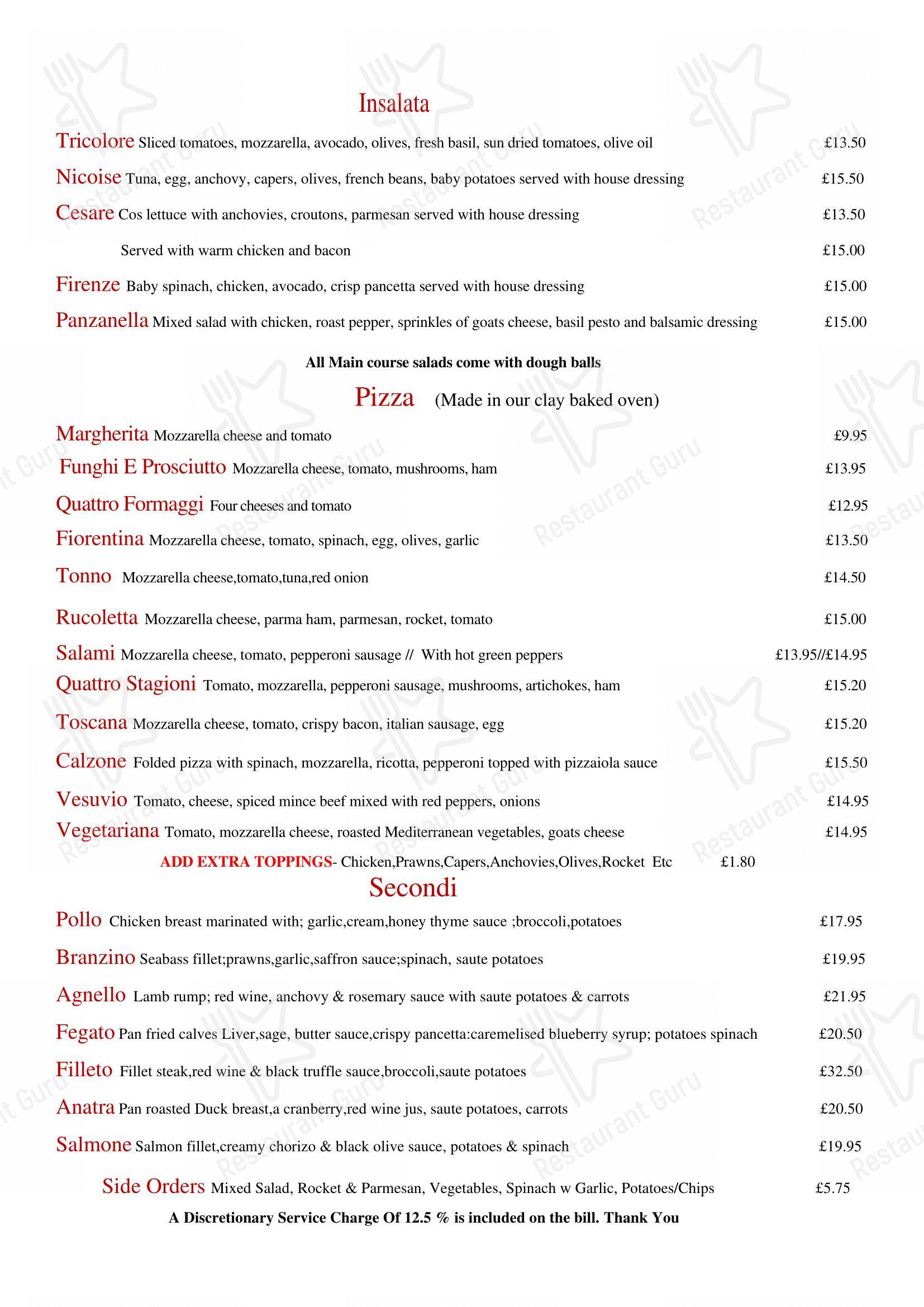 Menu at Piazza Firenze - Hampton pizzeria, Hampton, 133 High St